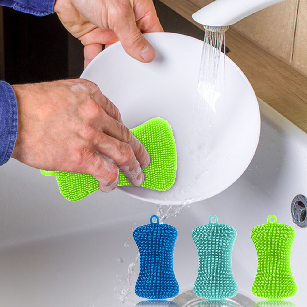 3pcs Kitchen Tableware Cleaning Double Sided Dishwashing Brush Soft ...