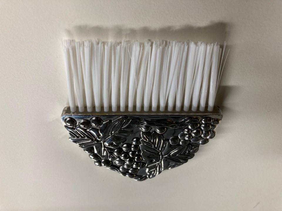 silverplated grape design table crumber set ornate plate & brush style ...