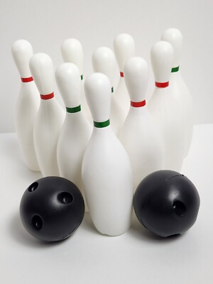 Kids Miniature Bowling Set 10 Pins & 2 Balls - Pins Are Approximately 7 ...