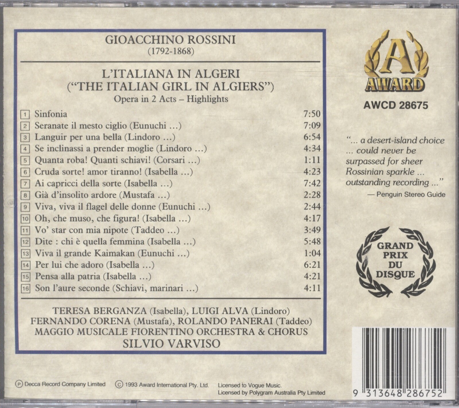 Rossini The Italian Girl in Algiers cd | eBay