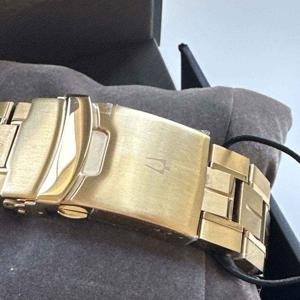 Bulova Men's Precisionist Diamond Accents Quartz Gold Tone 46MM Watch ...