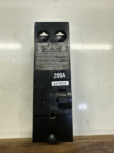 Siemens QN2200RH 2 Pole 200A 120 240V Type QNRH Plug In Main Circuit ...