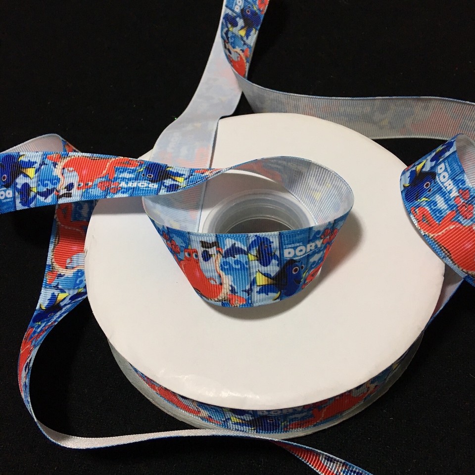 DISNEY FINDING DORY NEMO CARTOON PRINTED GROSGRAIN RIBBON 1" 25mm/By ...