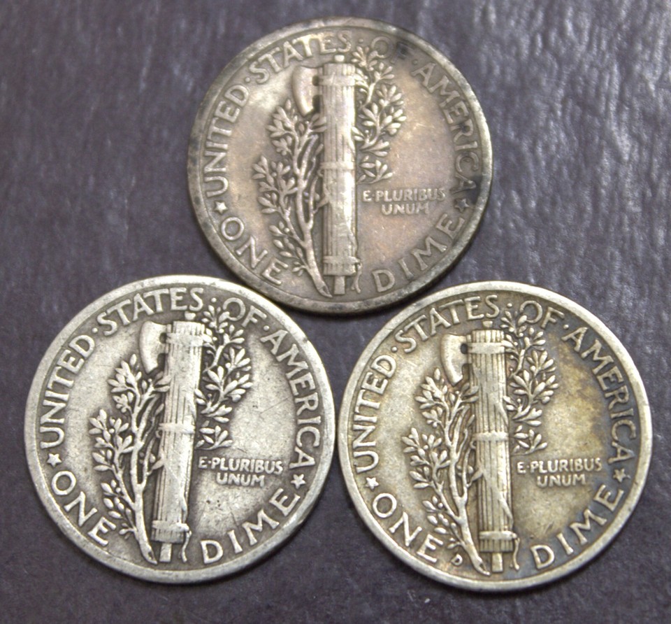 1928 1930 1938 D Mercury Dimes 3 Coins Y2920 | eBay