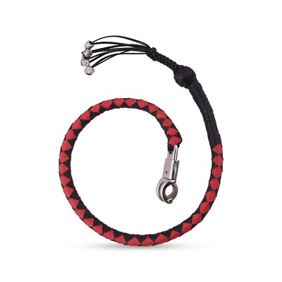 Motorcycle Leather Get Back Whip 1 Ball & Skulls 42" Handlebar Red ...