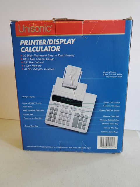 Unisonic Printer Display Tape Calculator XL1149 10 DIGIT 4 Key Memory ...