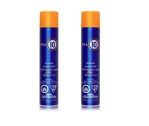 [2 PACK] IT'S A 10 MIRACLE SUPER HOLD FINISHING HAIR SPRAY PLUS KERATIN ...