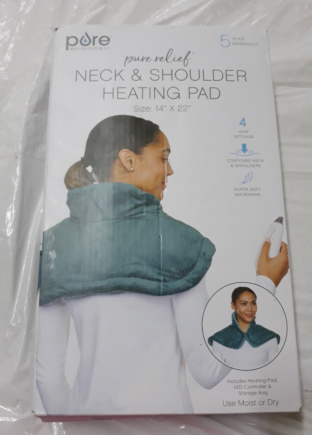 PORE ENRICHMENT NECK & SHOULDER HEATING PAD SIZE 14"X 22" 4 HEAT ...