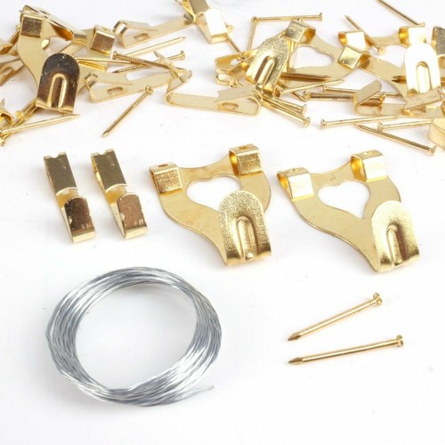 (Pack of 60) Picture Hooks Nails Wire Photo Frame Wall Tacks Canvas ...