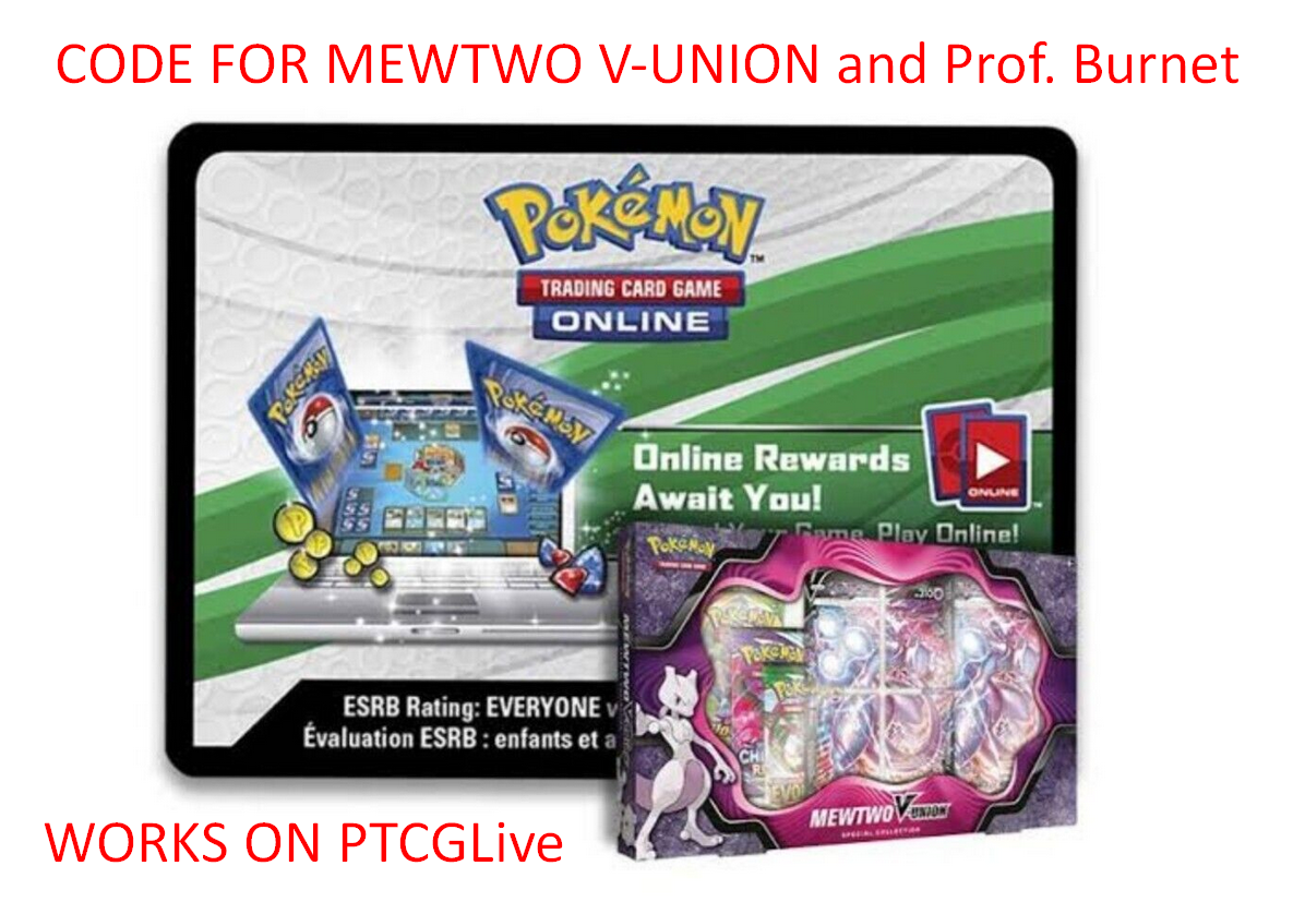 Mewtwo V-union CODE for Pokemon TCG Live PTCGL 4 Promos and Prof ...