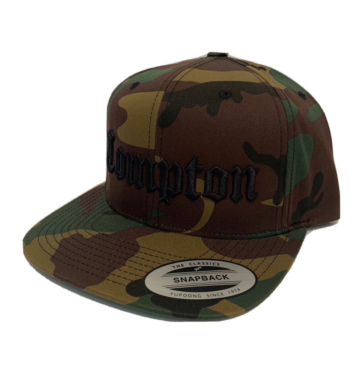 Compton Classic Snapback Cap Hat 3D Embroidery Yupoong Adjustable Black ...