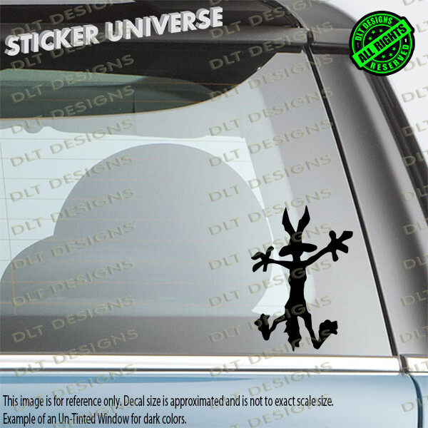 Coyote Cartoon Splat Funny Car Window Decal Bumper Sticker Hitting Wall ...