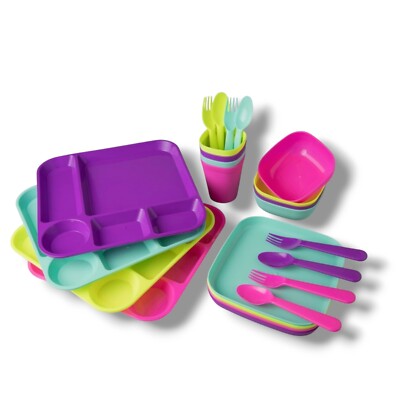 24-Piece Plastic Dinnerware Set For Kids | eBay