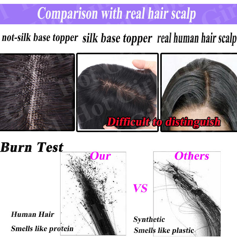 Silk Mono Base Real Human Hair Topper Hairpiece For Women Brown Clip In ...