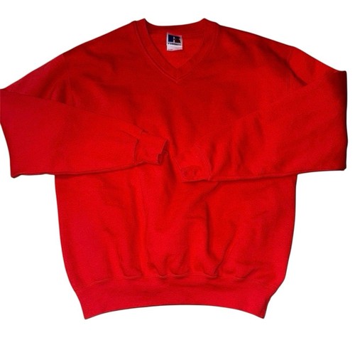 Rare vintage Russell blank red v-neck crewneck size large | eBay