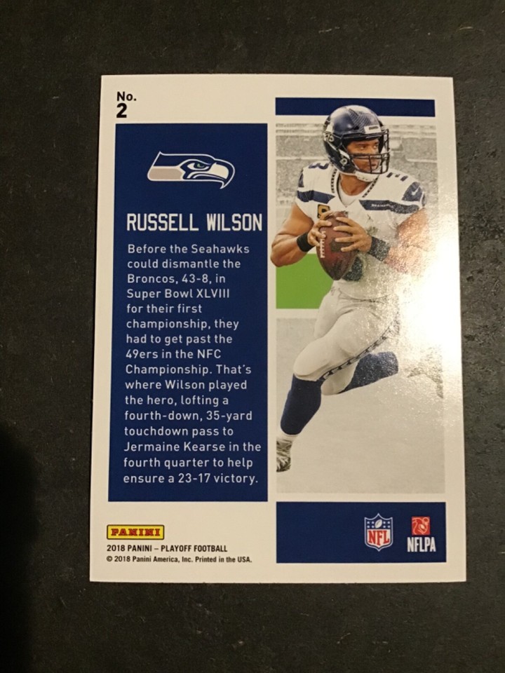 2018 Playoff Football Russell Wilson Playoff Heroes Insert Seattle ...