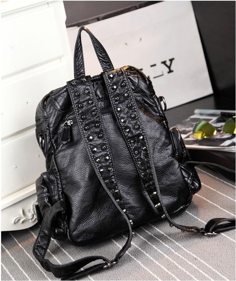 Ro Rox Calamity Backpack PU Punk Gothic Bag School Uni Womens Studded ...