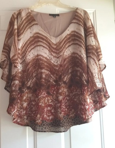Women's Sara Michelle Brown Tan Top Size Medium Bust 34 -35" | eBay