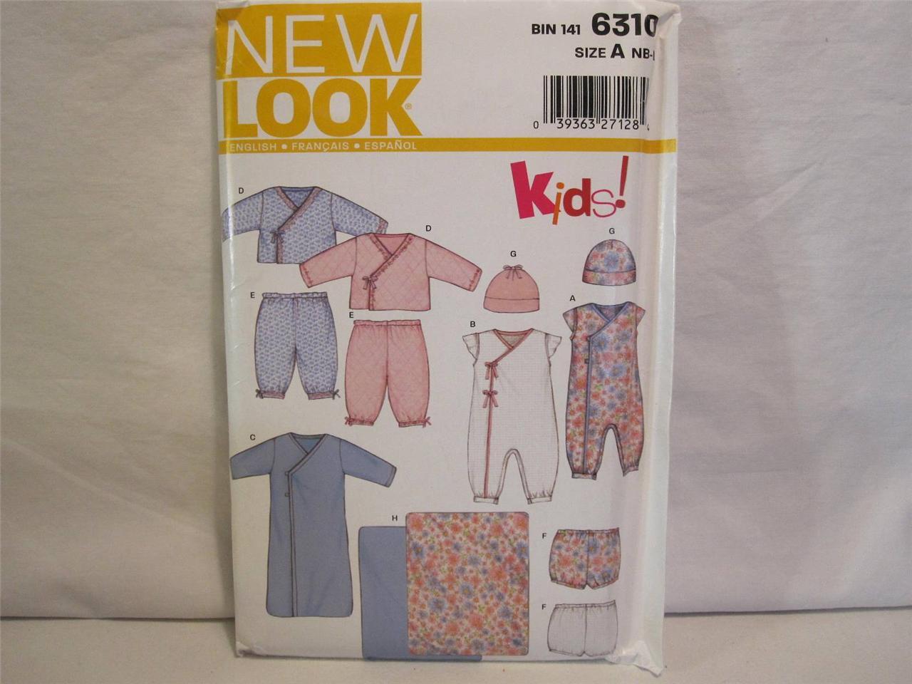 New Look Kids Sewing Pattern 6310 Size A NB-L Baby Toddler Jumpsuit Hat ...