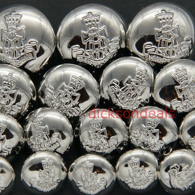 5 Military Buttons Green Howards Silver Coloured Plastic 15mm 18mm 21mm ...