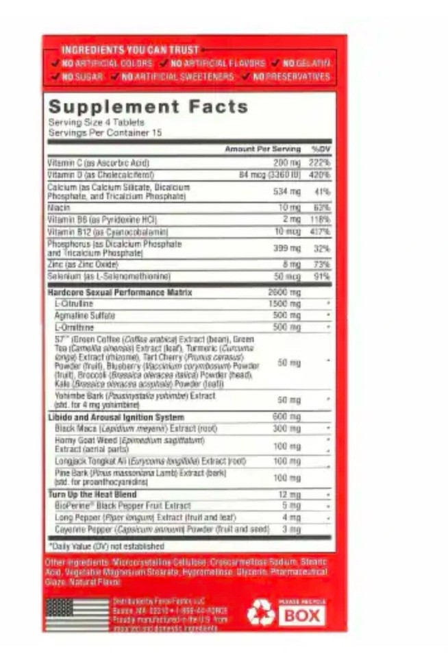 Force Factor SCORE! Hardcore, Performance and Libido Intensifier, 60 Ct 11/27 | eBay