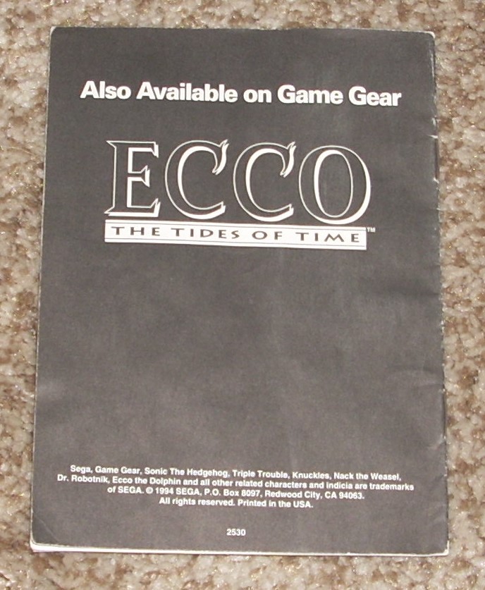 Sega Game Gear Sonic Triple Double Video Game Instruction Manual | eBay