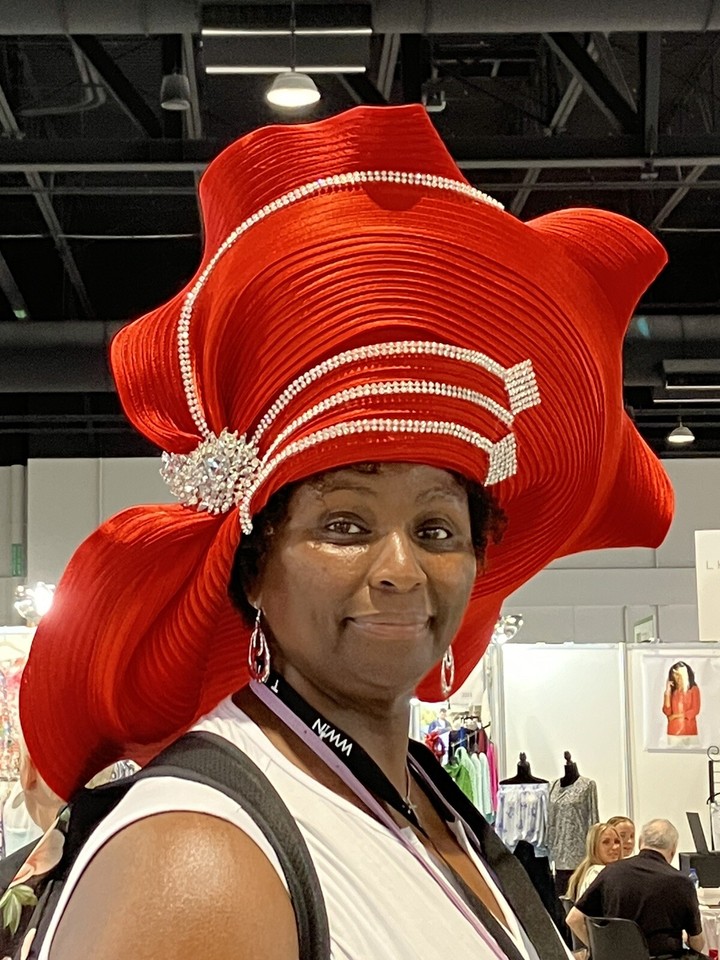 Look! NEW CHARM NY Red RHINESTONE HAT CHURCH Wide Brim FORMAL DERBY ...