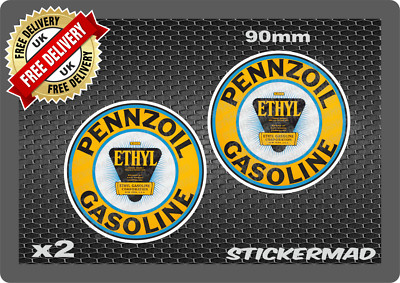 x2 Pennzoil Ethyl Gasoline fuel Racecar Stickers Vintage F1 RETRO ...