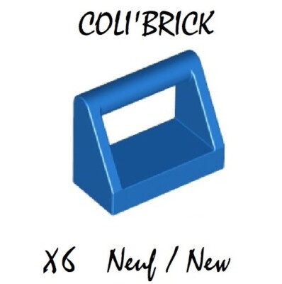 Lego 2432 - 6x Brique / Tile, modified 1x2 with handle - Bleu / Blue ...