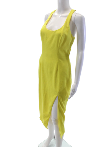 Jay Godfrey Womens Scoop Neck Sleeveless High Slit Gown Dress Yellow ...