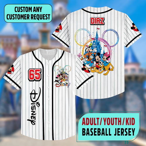 Personalize Disney Mickey and Friends Baseball Jersey Mickey Mouse ...