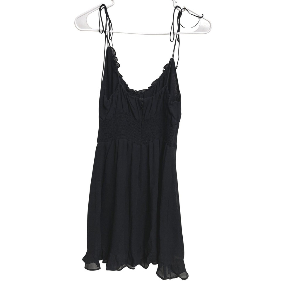 Reformation Esther Dress Black Mini Smocked Waist Size 8 Milkmaid ...