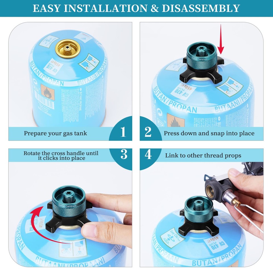 Jeebel Camp Valve Cartridge Adapter for Campingaz Easy-Click/CV Gas ...