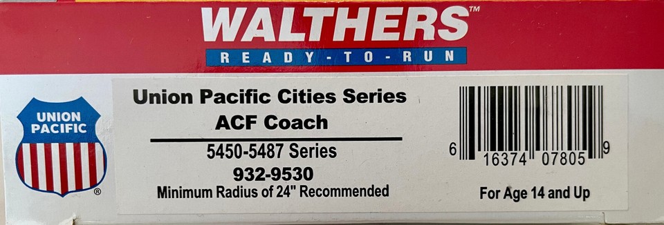 HO SCALE UNION PACIFIC ACF COACH - CITIES SERIES - MFR 932-9487 | eBay