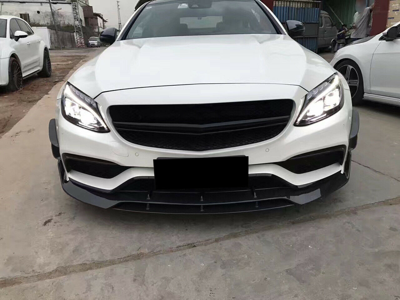 Carbon Fiber Front Lip Splitter Fins For BENZ AMG W205 C63 C205 C300 ...