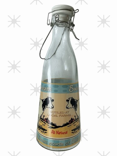 Sweet Cream Vintage Retro Glass Milk Bottle Carafe W/Clip Top 1 Pint ...