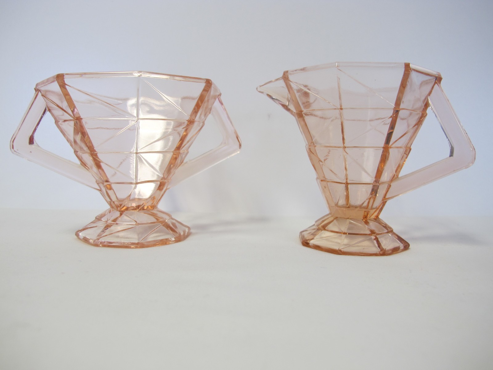 VINTAGE INDIANA GLASS PINK DEPRESSION CRACKED ICE PATTERN CREAMER AND ...