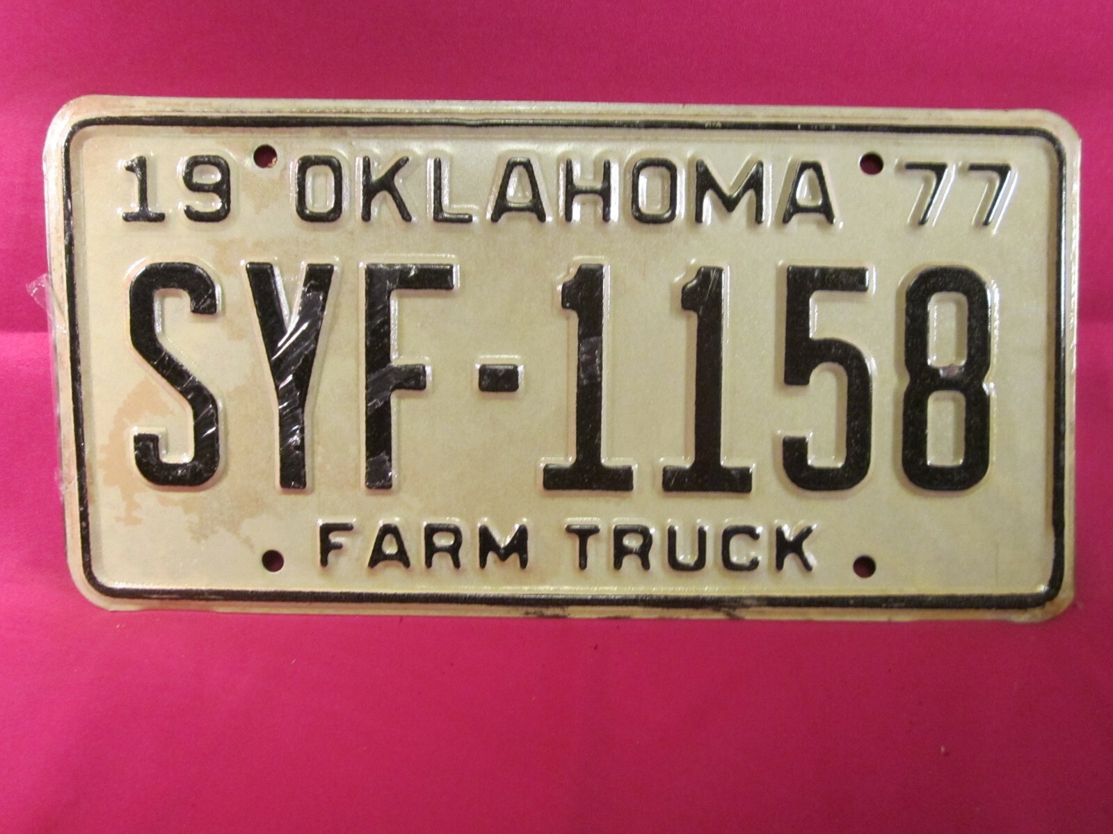 LICENSE PLATE Farm Truck Tag 1977 OKLAHOMA SYF 1158 SEQUOYAH COUNTY ...