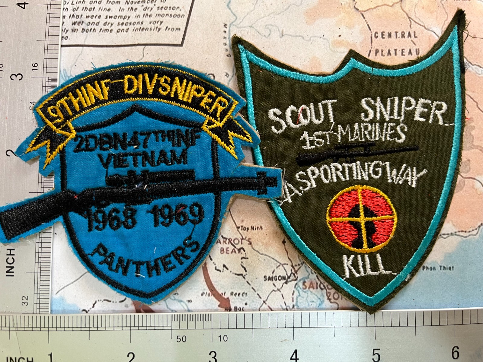 1 patch plus 1 , MACV SOG , scout sniper , 1st marines usmc 9th Vietnam ...