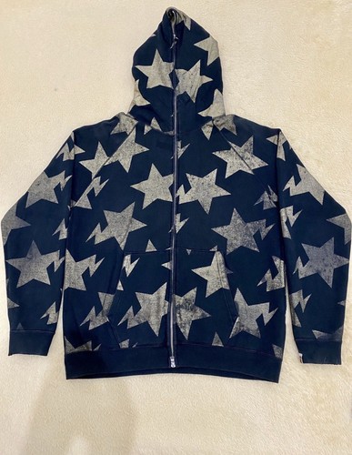 BAPE Star Pattern Navy and Silver Full Zip Up Hoodie L | eBay