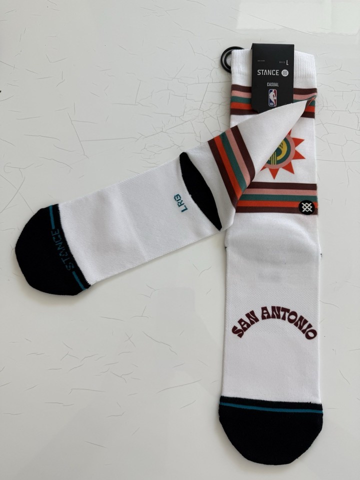STANCE NBA San Antonio Spurs Socks WHITE Men’s LARGE (9-12) New With ...