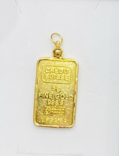 24K (5GM)Solid Yellow Gold 14K Shaped Rectangle Pendant 5.5GM Total | eBay