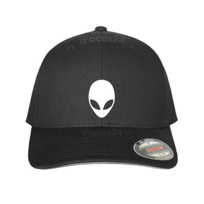 Alien Head Flex Fit Hat Round Bill UFO Area 51 AF Baseball Black NASA ...