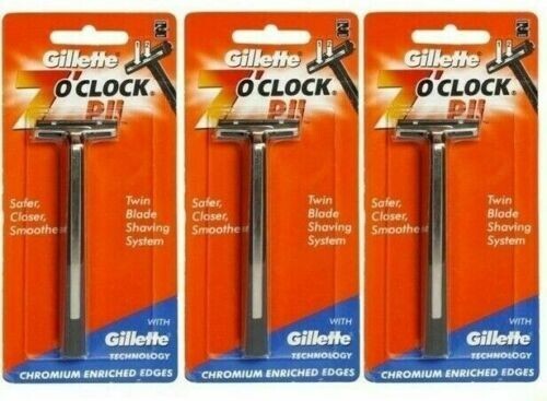 3 x Gillette 7 O'Clock Trac II Razor Handle Clean Shaving With Smooth ...