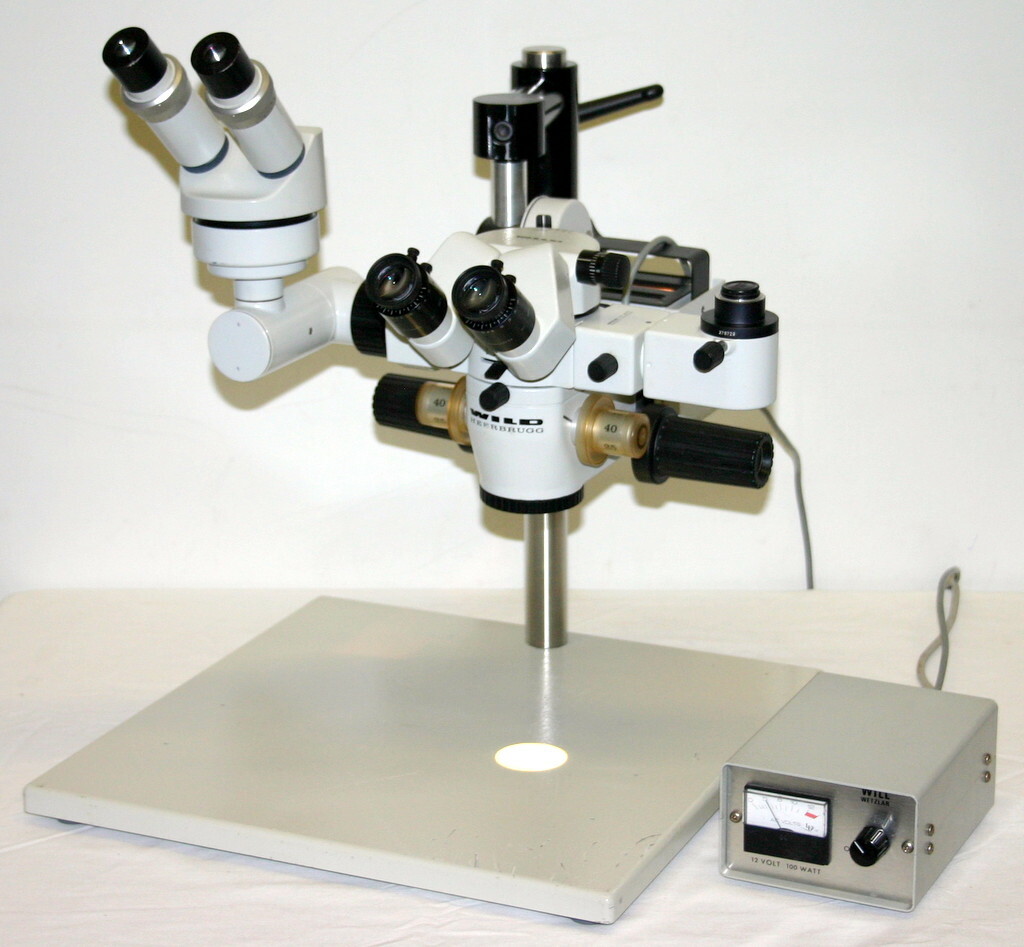 WILD HEERBRUGG TABLE TOP OPERATING SURGICAL MICROSCOPE, MODEL M650 ...