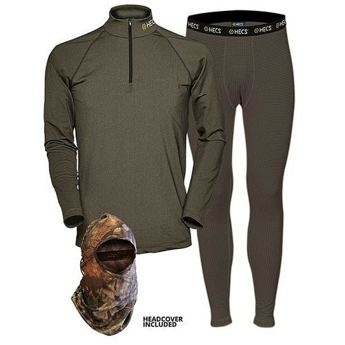 HECS Suit Base Layer Hunting Suit - 3 Piece Shirt, Pants, Headcover ...