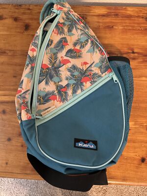KAVU Rope Sling FLAMINGO FEST Crossbody Backpack Bag Travel Retired ...