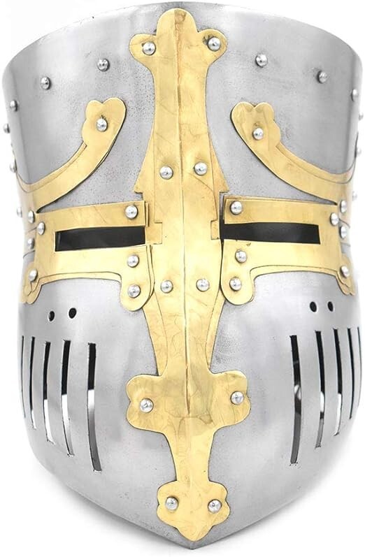 Medieval Warrior Brass design Crusader Helmet Knights Great Bucket ...