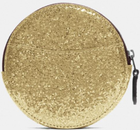 COACH Round Coin Case Purse Leather Gold Glitter Style 77965B | eBay