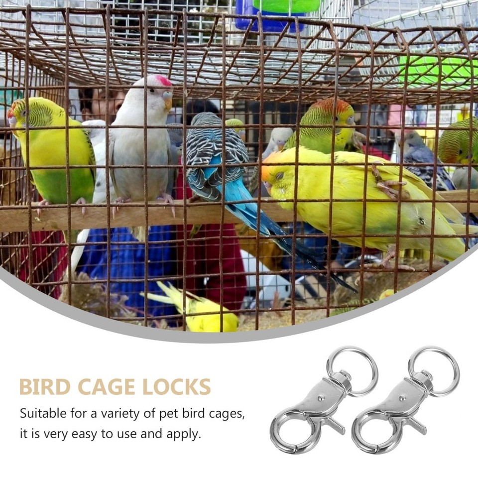 2 Pieces Parrot Cage Door Lock Buckle Locks for Parrots Swivel Spring ...